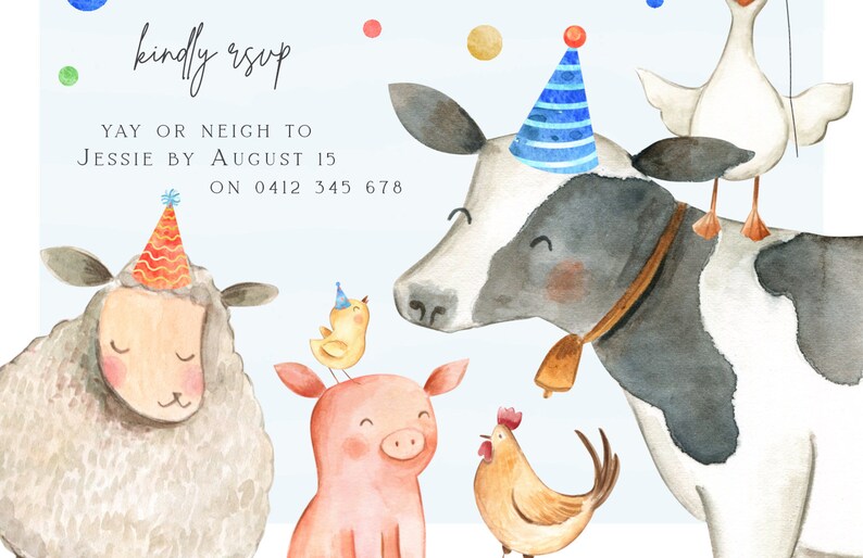 Farm Themed Invitation PRINTABLE Calling All Party Animals - Etsy