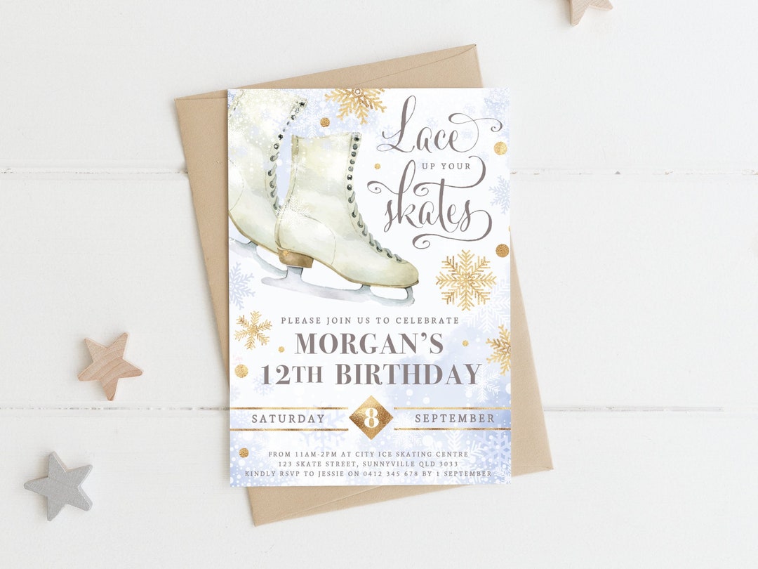 Ice Skating Party Invitation PRINTABLE, Blue Any Age Figure Skate ...