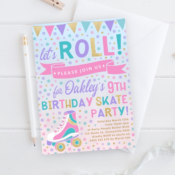 Rollerblade Birthday Party Invite - Etsy