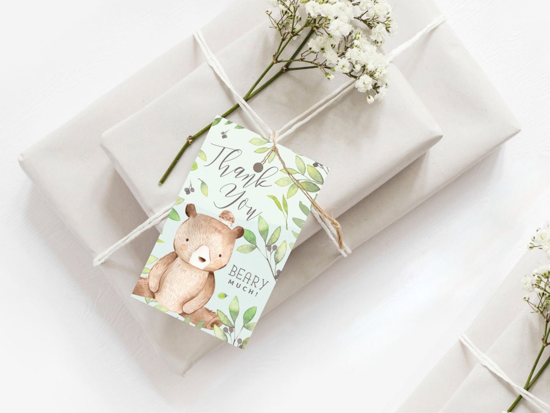 Teddy Bear Thank You Tag, PRINTABLE, Thank You Beary Much, Boy's ...