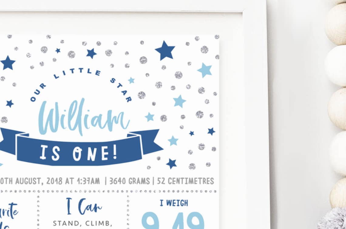 Little Star Milestone Board PRINTABLE Boy's Blue Silver - Etsy