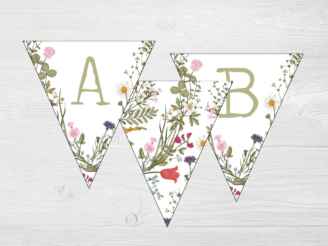 Wildflower Bunting INSTANT DOWNLOAD Printable Pennant Banner Vintage ...