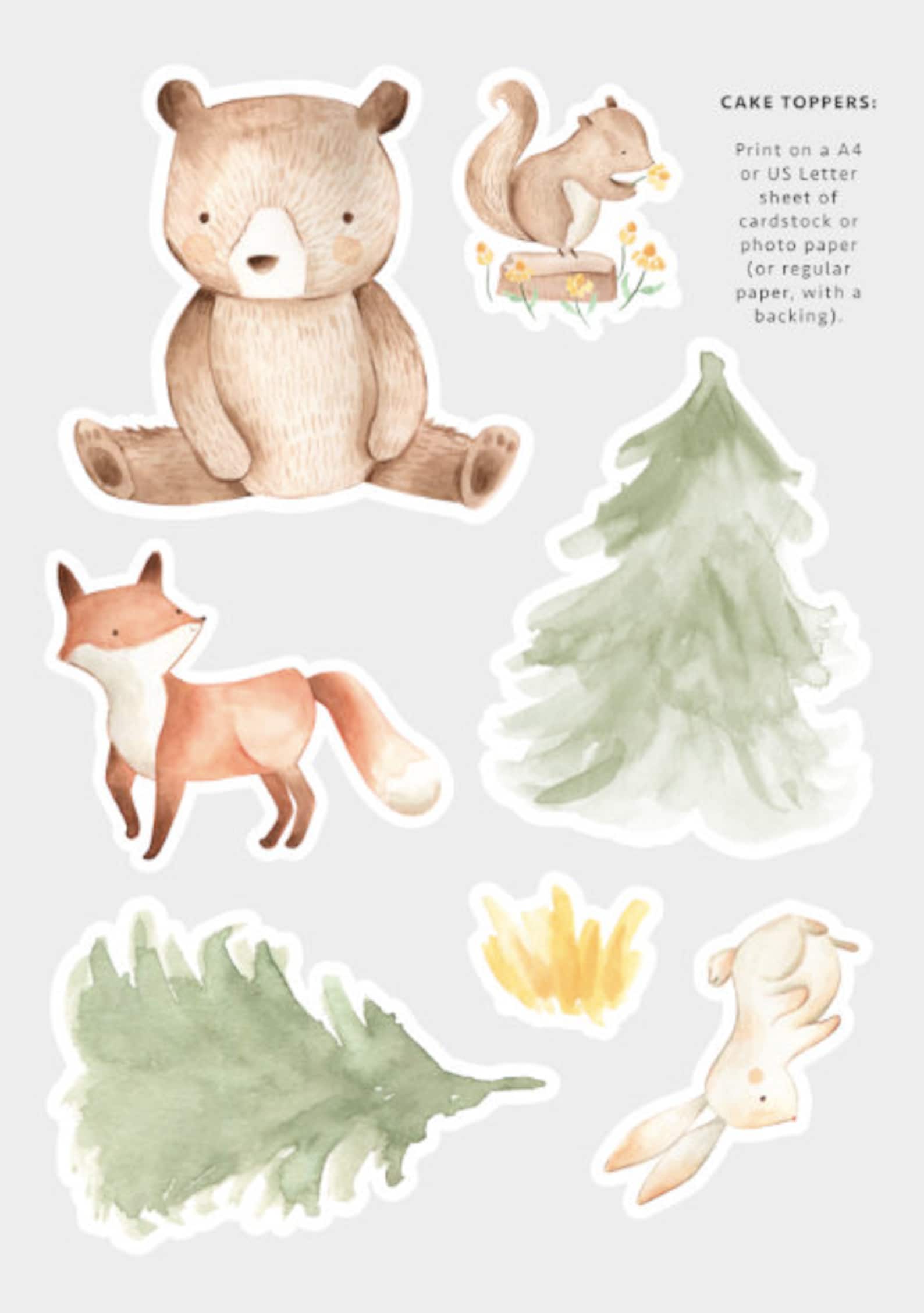 Woodland Cake Toppers INSTANT DIGITAL DOWNLOAD Printable - Etsy