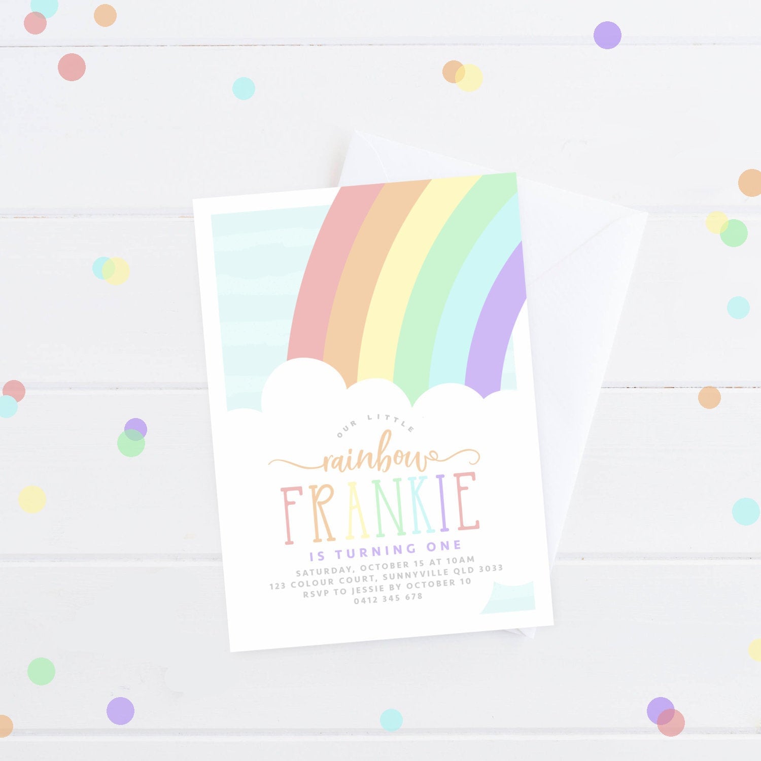 Rainbow Birthday Invitation Background Rainbow Invitations Etsy UK