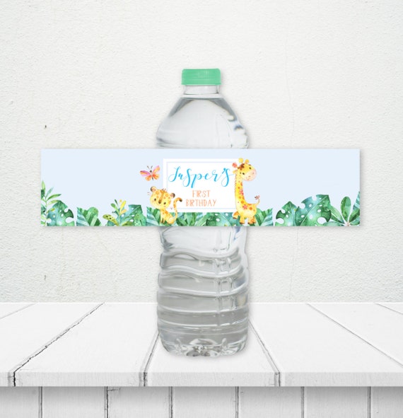 Jungle Water Bottle Label PRINTABLE Watercolor Zoo Safari | Etsy