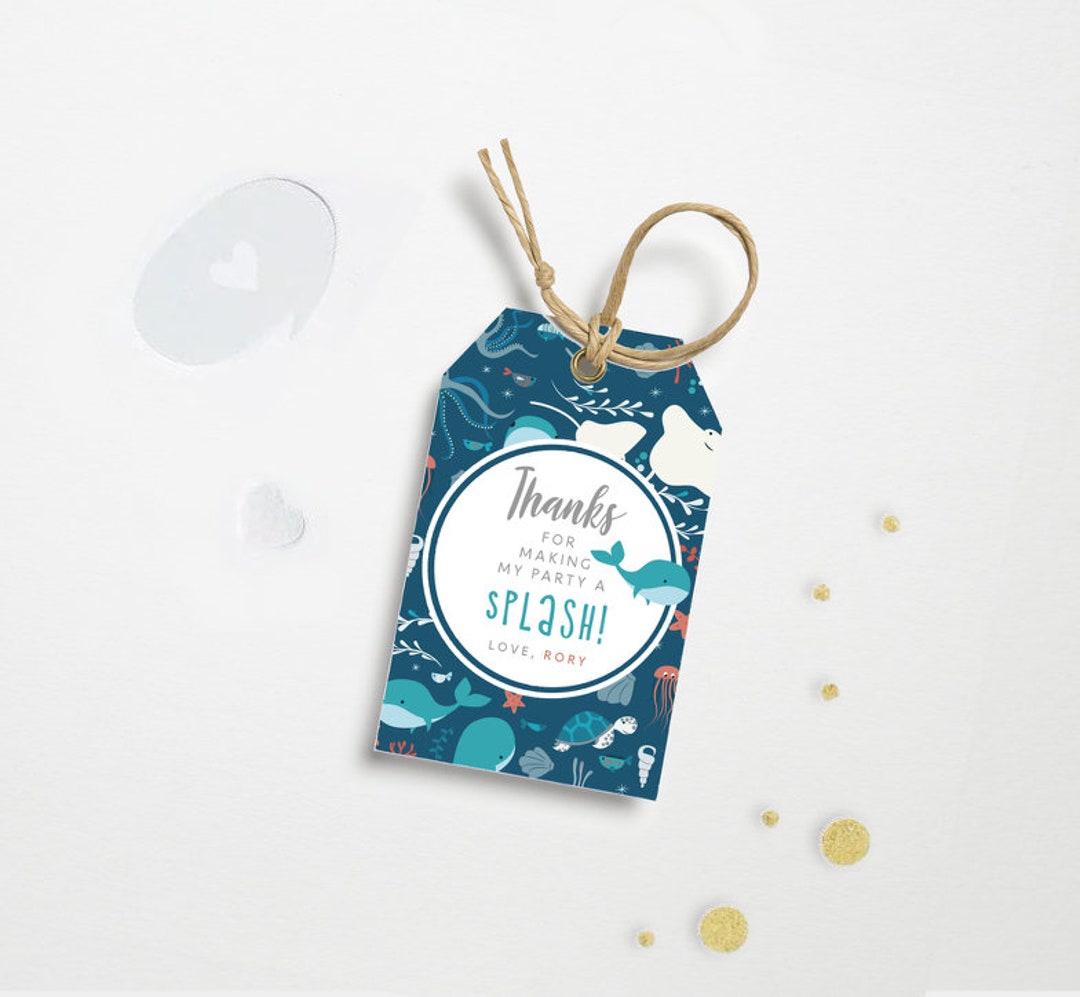 Under the Sea Themed Thank You Tag, PRINTABLE, Ocean Whale Sea First ...
