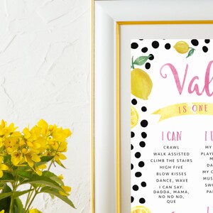 Lemon Themed Milestone Board, PRINTABLE, Digital Download Pink Yellow ...