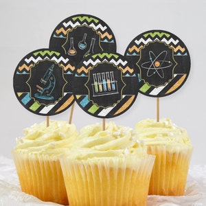 Science Party Cupcake Toppers, PRINTABLE, Digital Mad Scientist Lab ...