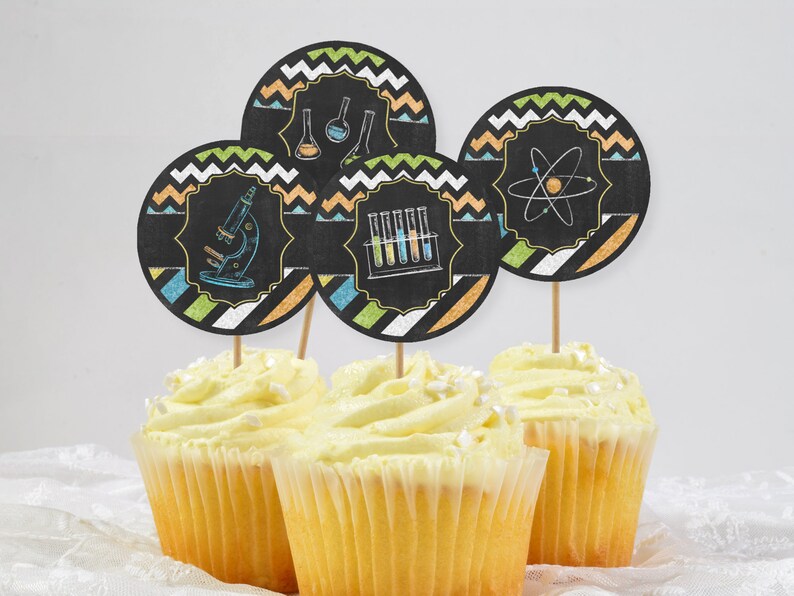 Science Party Cupcake Toppers PRINTABLE Digital Mad - Etsy