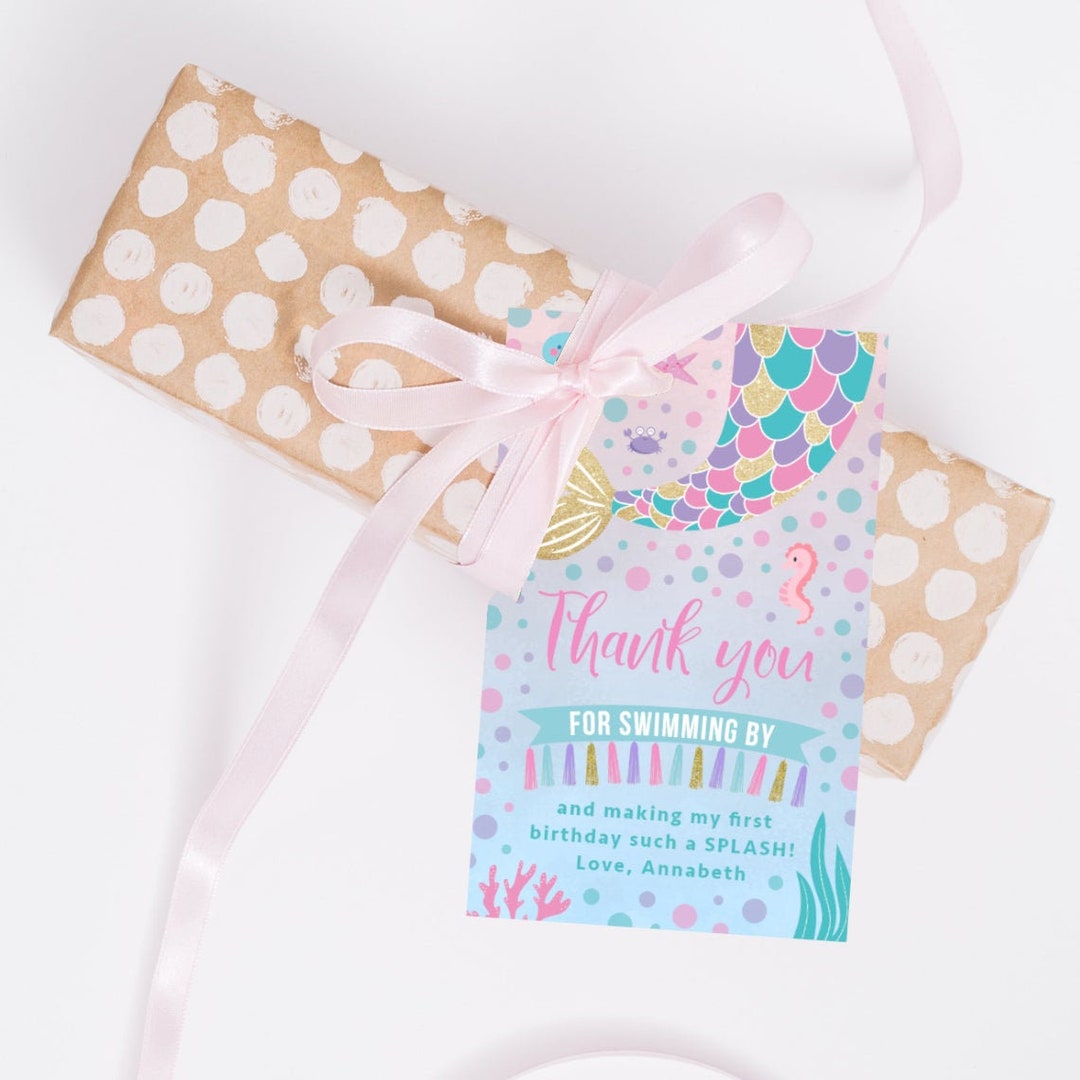 Mermaid Themed Favor Tag, PRINTABLE, Pastel Under the Sea Girl's First ...