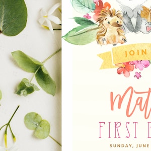 Native Australian Animals Birthday Invite, PRINTABLE, 1st First ...