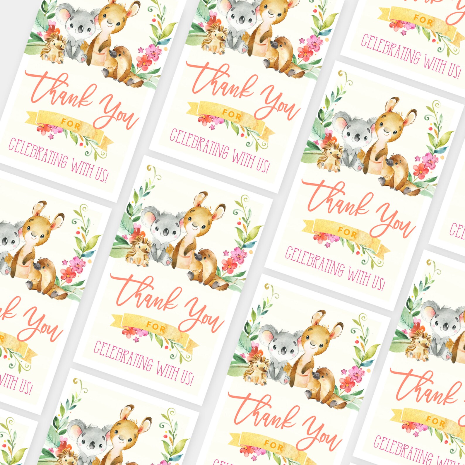Australian Animal Thank You Tag PRINTABLE Native Kangaroo - Etsy