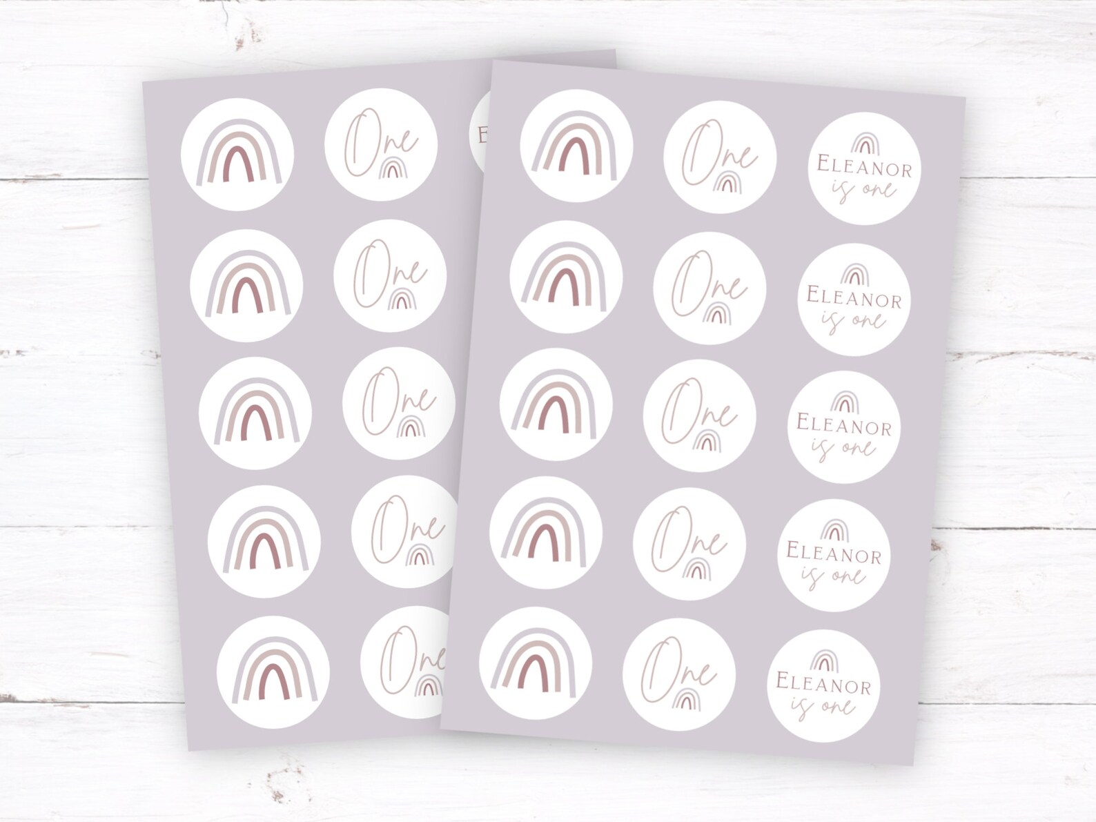 Pastel Rainbow Cupcake Toppers PRINTABLE Minimalist Purple | Etsy