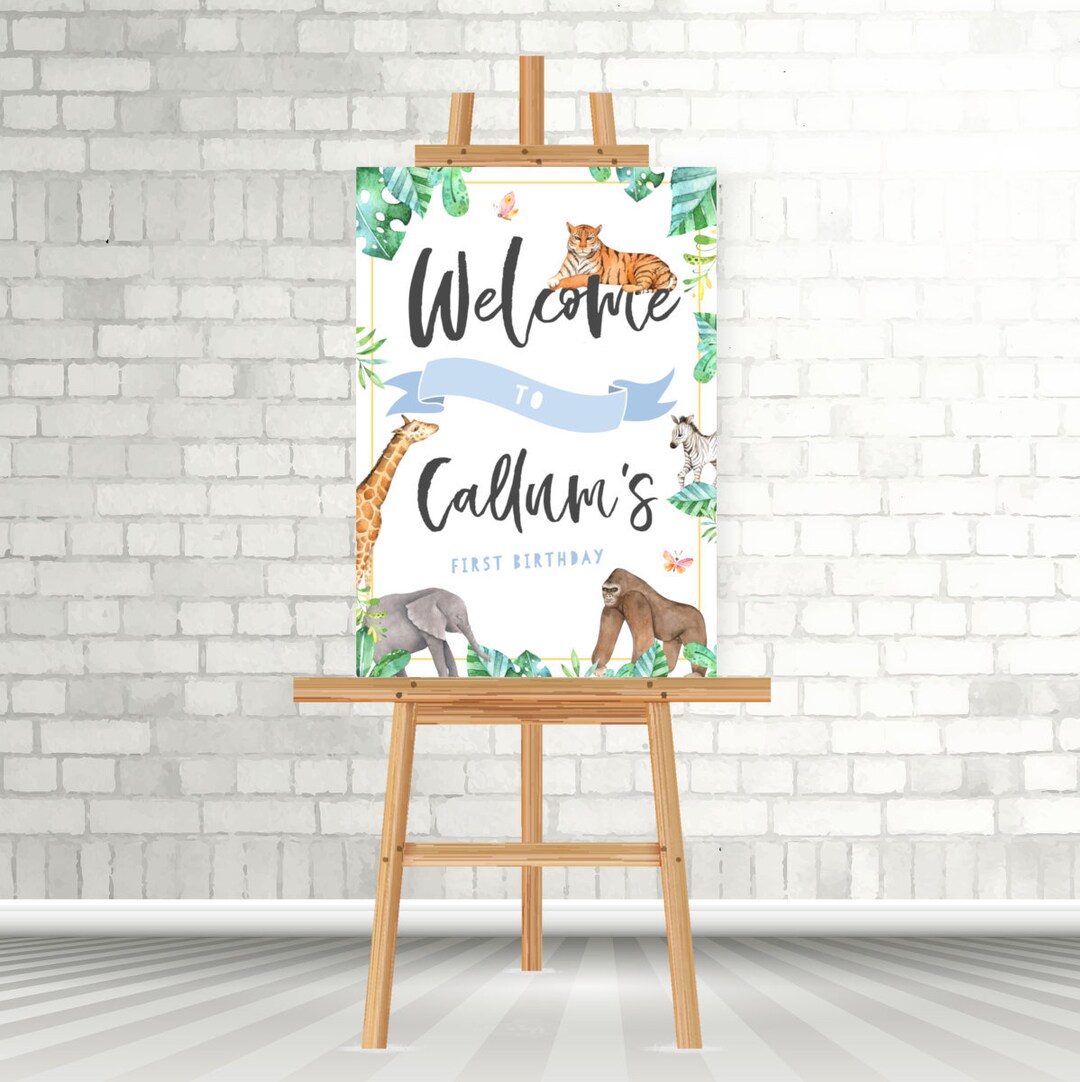Jungle Themed Welcome Sign, PRINTABLE, Boy's 1st Birthday Party ...
