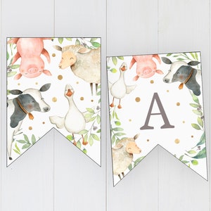 Farm Animal Bunting, INSTANT DOWNLOAD Printable Pennant Banner Farmyard ...