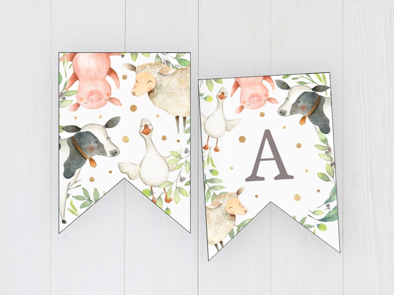 Farm Animal Bunting INSTANT DOWNLOAD Printable Pennant Banner - Etsy