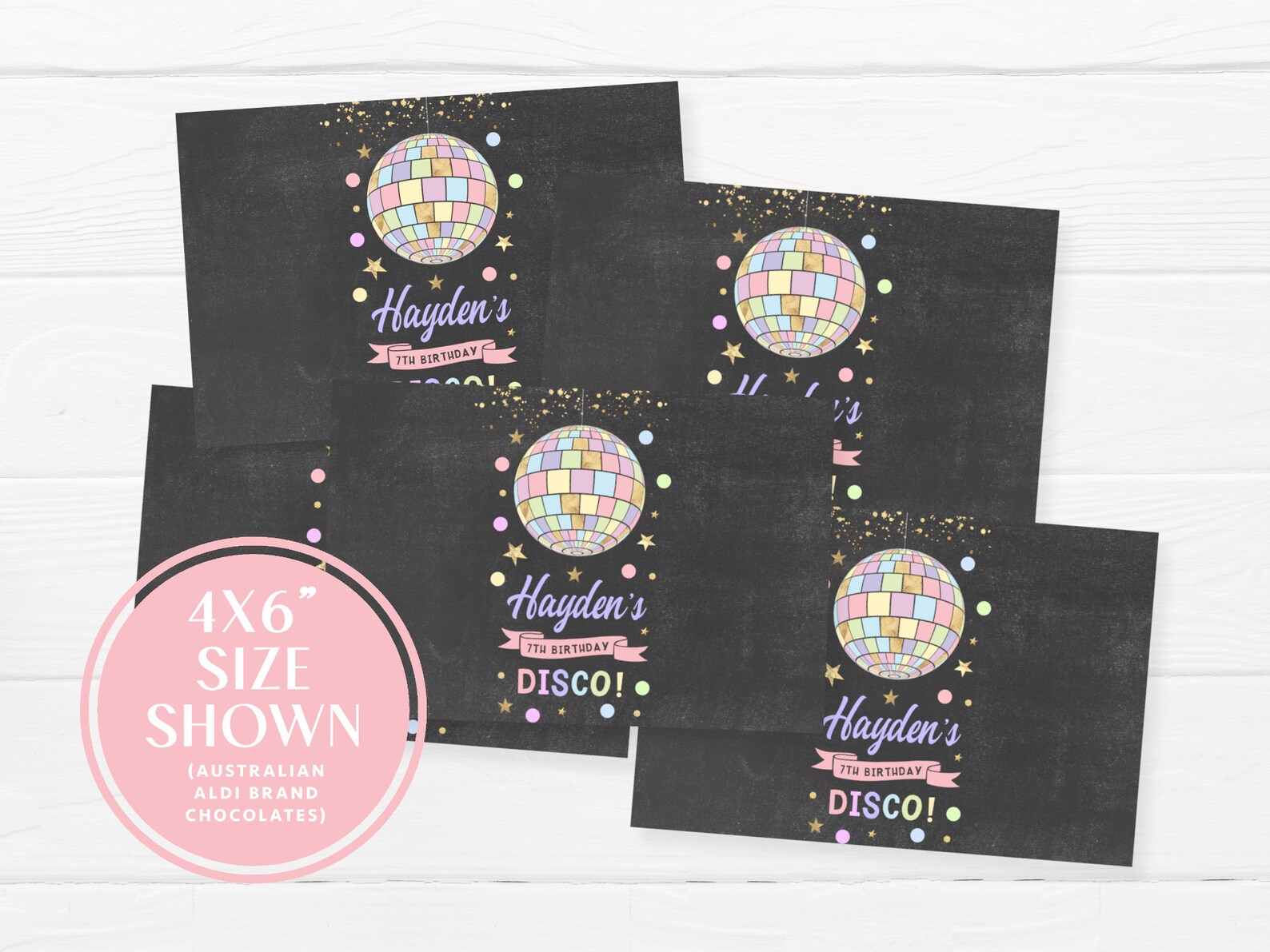 Pastel Disco Chocolate Wrapper, PRINTABLE, Girl's Music Dance Birthday ...