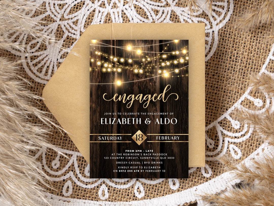 Rustic Engagement Party Invitation, PRINTABLE Elegant Country Barn ...