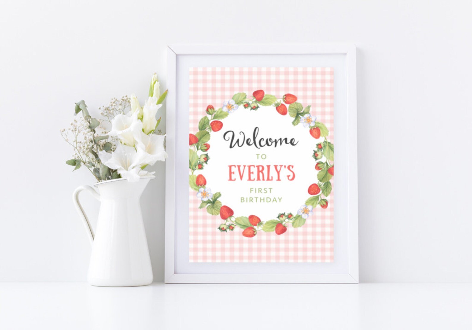 Strawberry Theme Welcome Sign, PRINTABLE, Personalised Berry Sweet ...