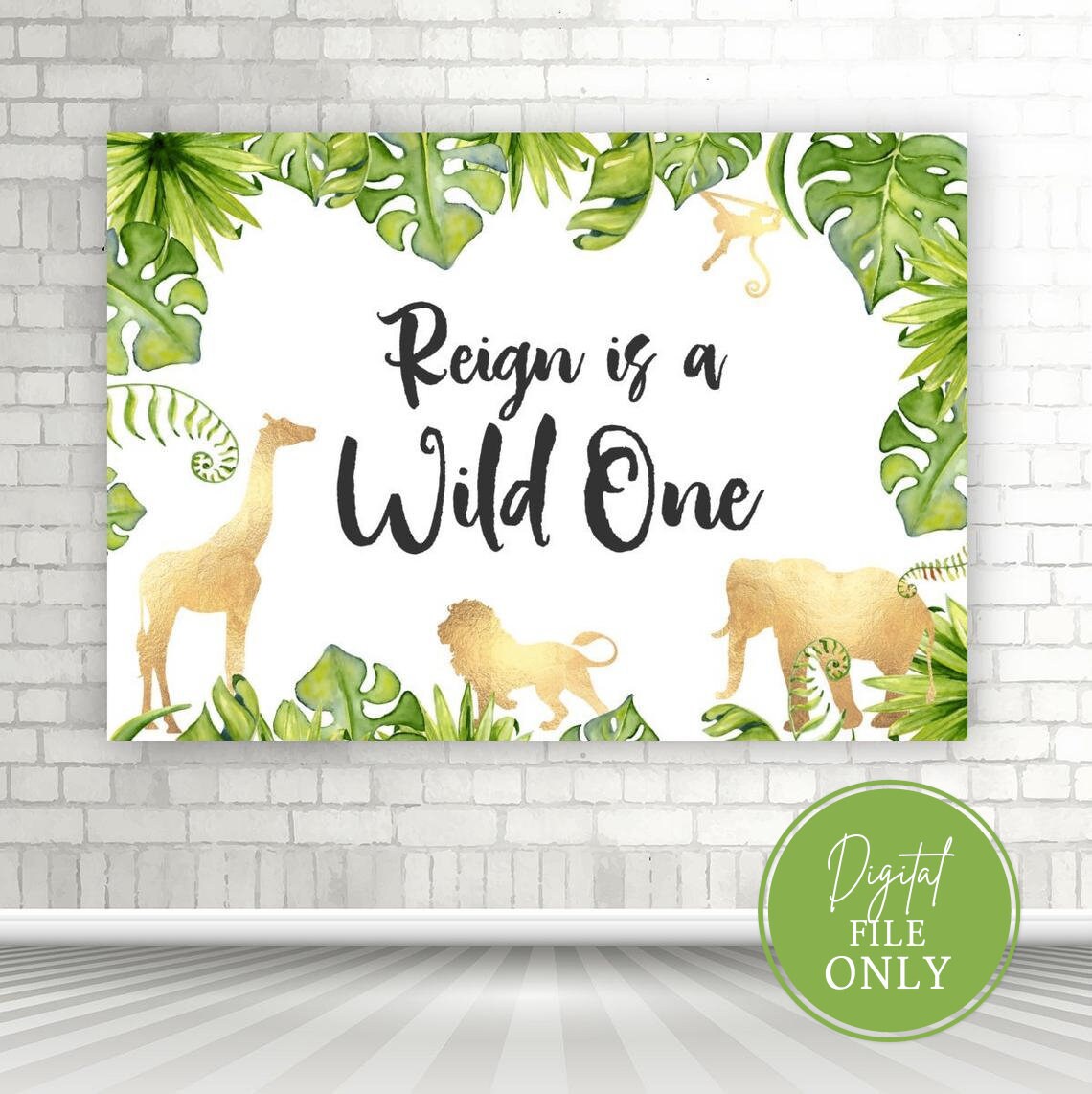 Gold Jungle Backdrop, PRINTABLE, A0 Sized Digital Banner Design, Safari ...