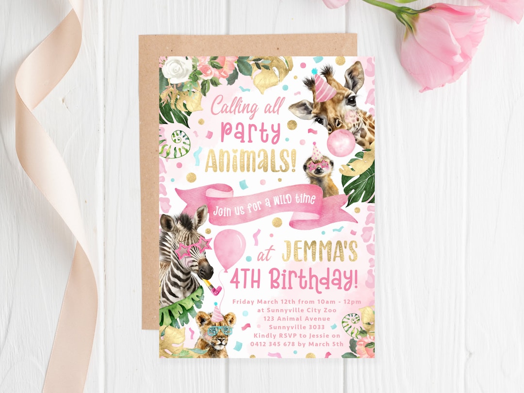 Party Animals Invitation, PRINTABLE, Fun Wild Jungle Safari Birthday ...