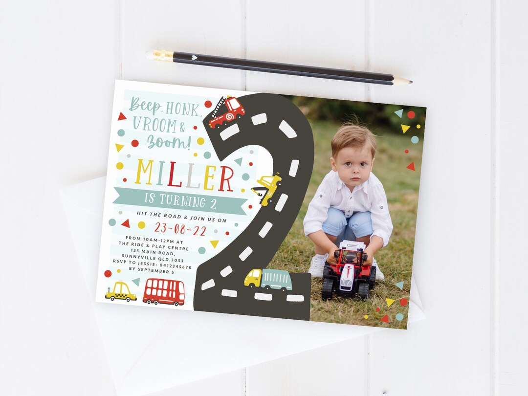Transportation Themed Invitation, PRINTABLE Things That Go 2nd Birthday ...
