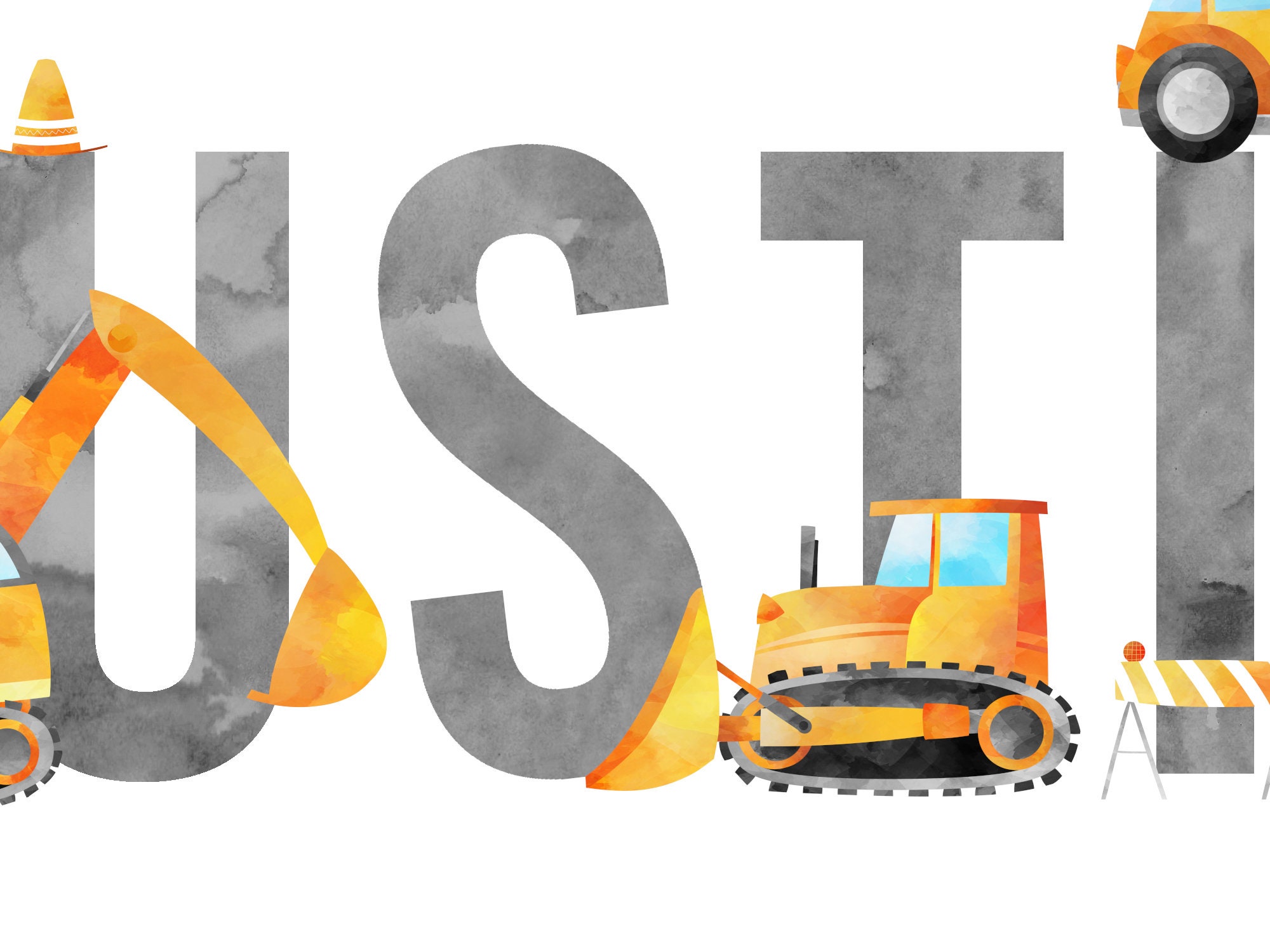 Construction Themed Name Art PRINTABLE Newborn Baby Boy Wall | Etsy