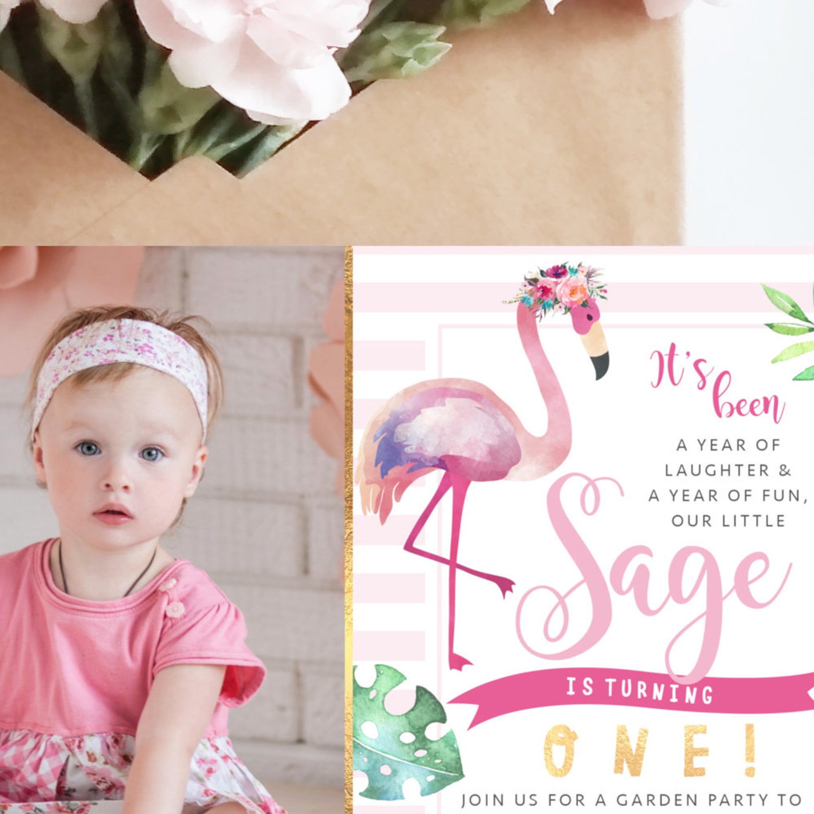 Flamingo Themed Invitation PRINTABLE Watercolor Pineapple | Etsy