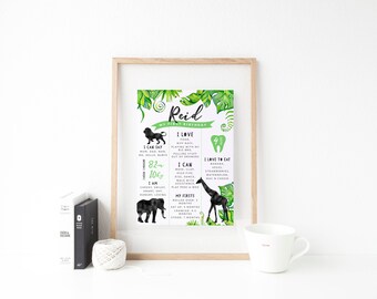 Jungle Themed Milestone Board PRINTABLE First 1st Birthday | Etsy