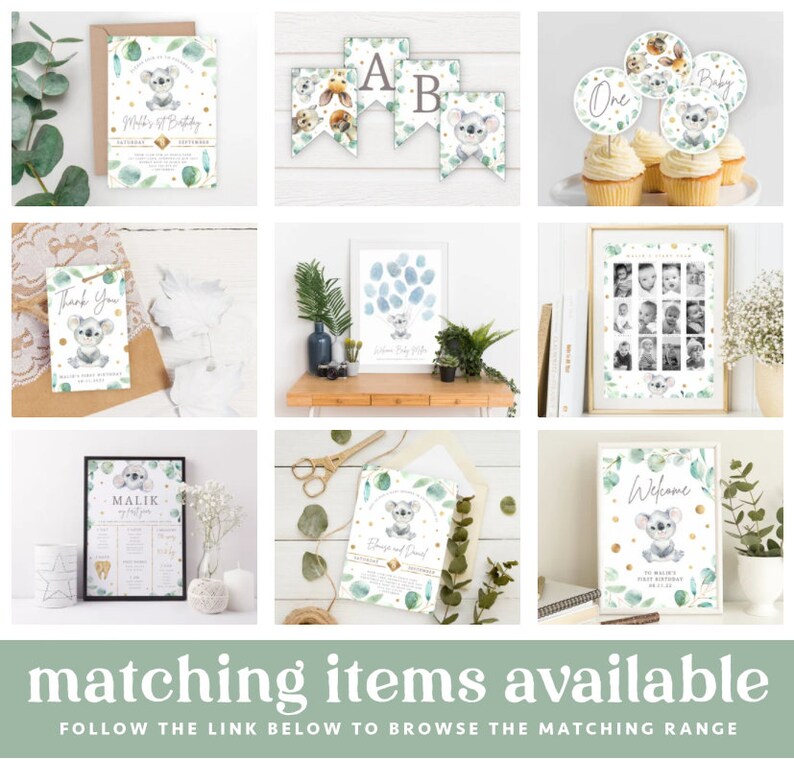 Koala Welcome Sign PRINTABLE Personalised 1st First Birthday | Etsy