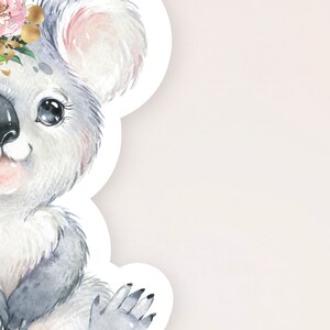 Floral Koala Cake Topper, INSTANT DIGITAL DOWNLOAD, Printable Girl's ...