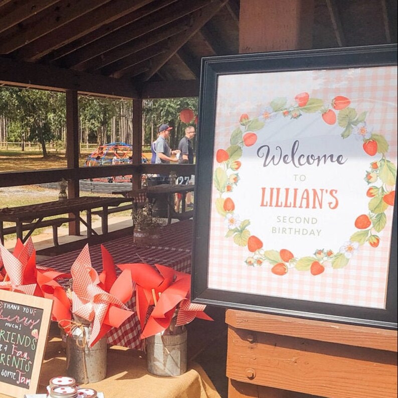 Strawberry Theme Welcome Sign PRINTABLE Personalised Berry - Etsy