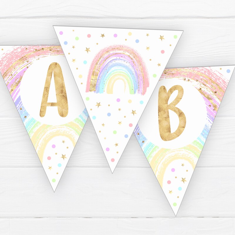 Rainbow Birthday Banner - Etsy
