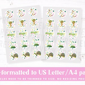 Pink Reptile Cupcake Toppers, PRINTABLE, Cute Girl's Lizard Snake ...