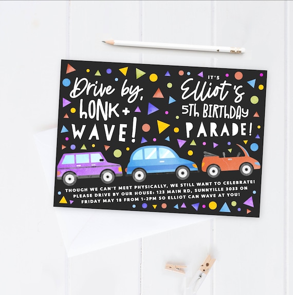 Drive by Wave Parade Invitation PRINTABLE Gender Neutral | Etsy