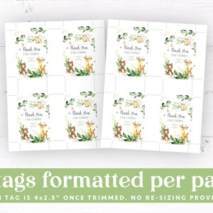 Woodland Thank You Tag, PRINTABLE, Forest Animals First 1st Birthday ...