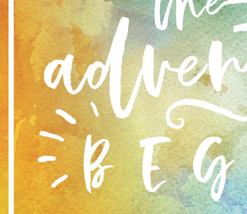 Let the Adventure Begin PRINTABLE Watercolor Blue Yellow | Etsy