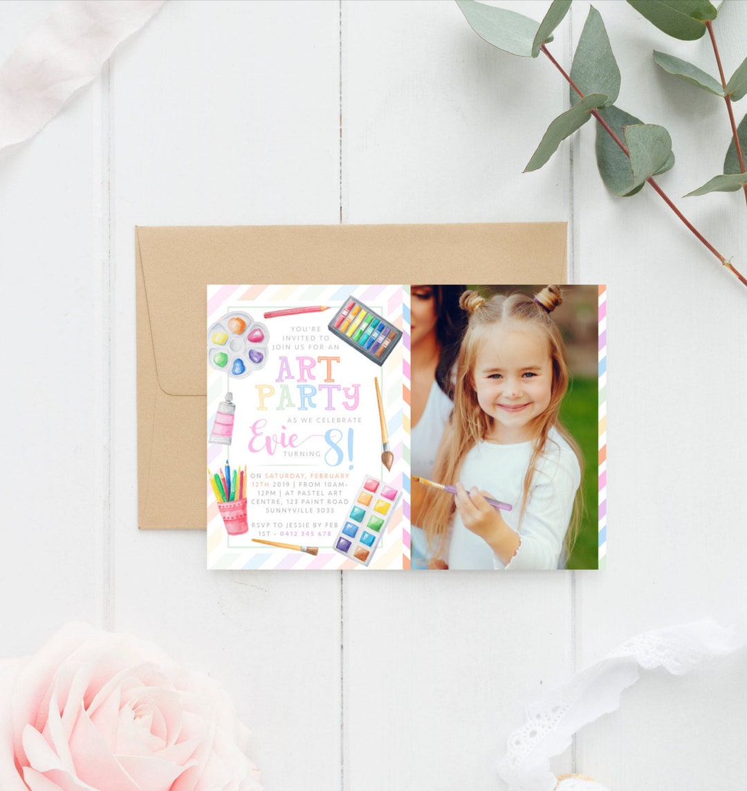 Pastel Art Party Invitation, PRINTABLE, Arty Party Girl's Painting ...