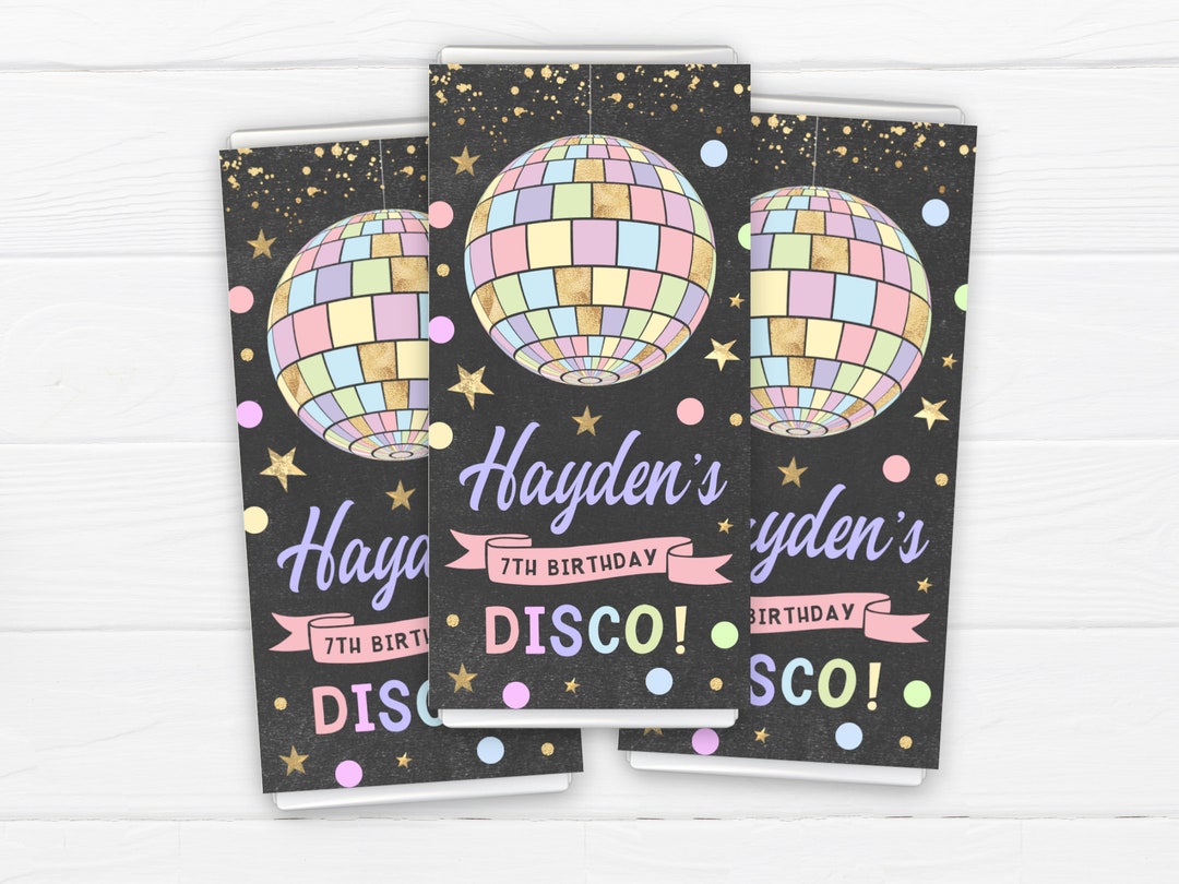 Pastel Disco Chocolate Wrapper, PRINTABLE, Girl's Music Dance Birthday ...