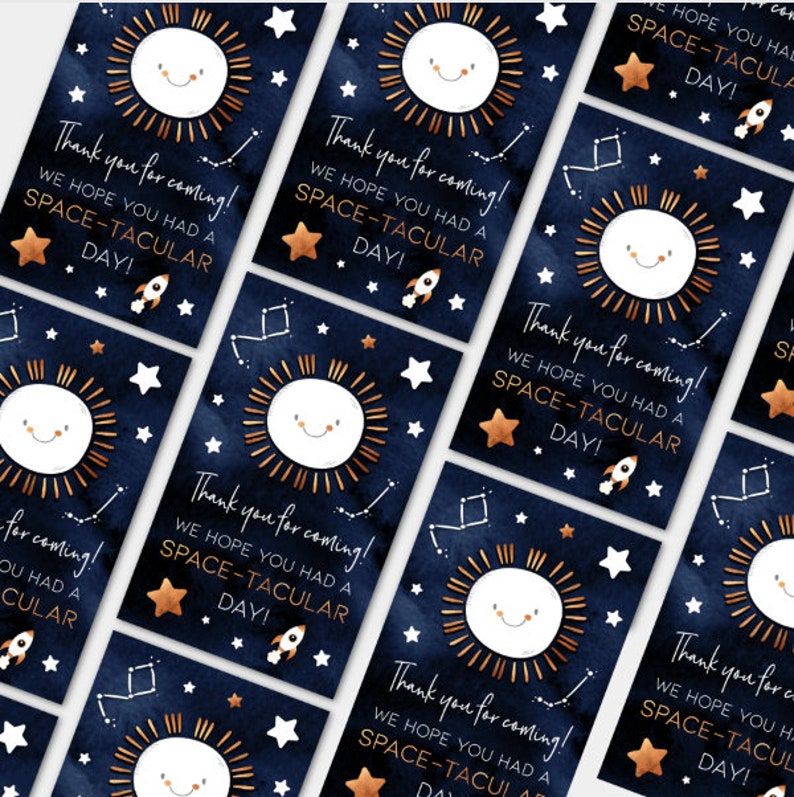 Space Thank You Tag, PRINTABLE, 2.5x4" Around the Sun 1st Birthday ...