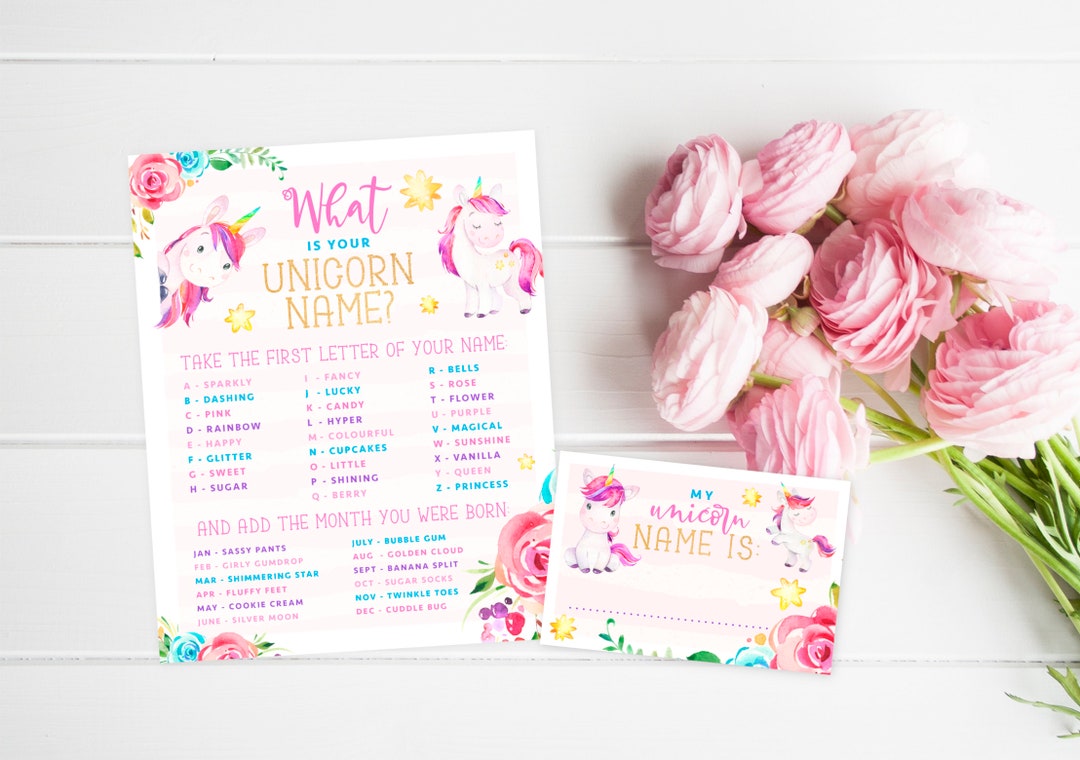 What's Your Unicorn Name, PRINTABLE, Magical Floral 1st First Birthday ...