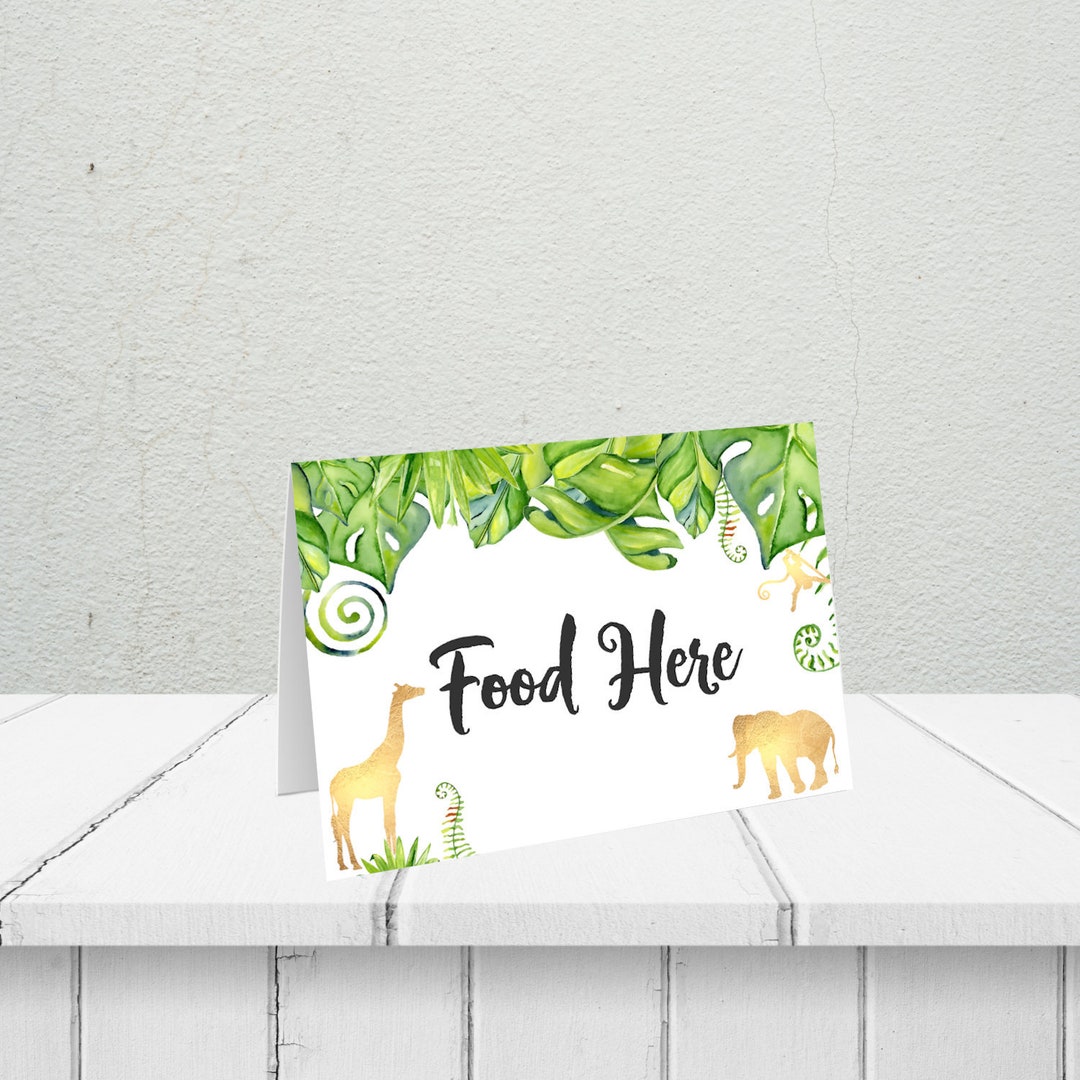 Jungle Themed Food Tent Card, PRINTABLE Instant Download Wild One Boy's ...