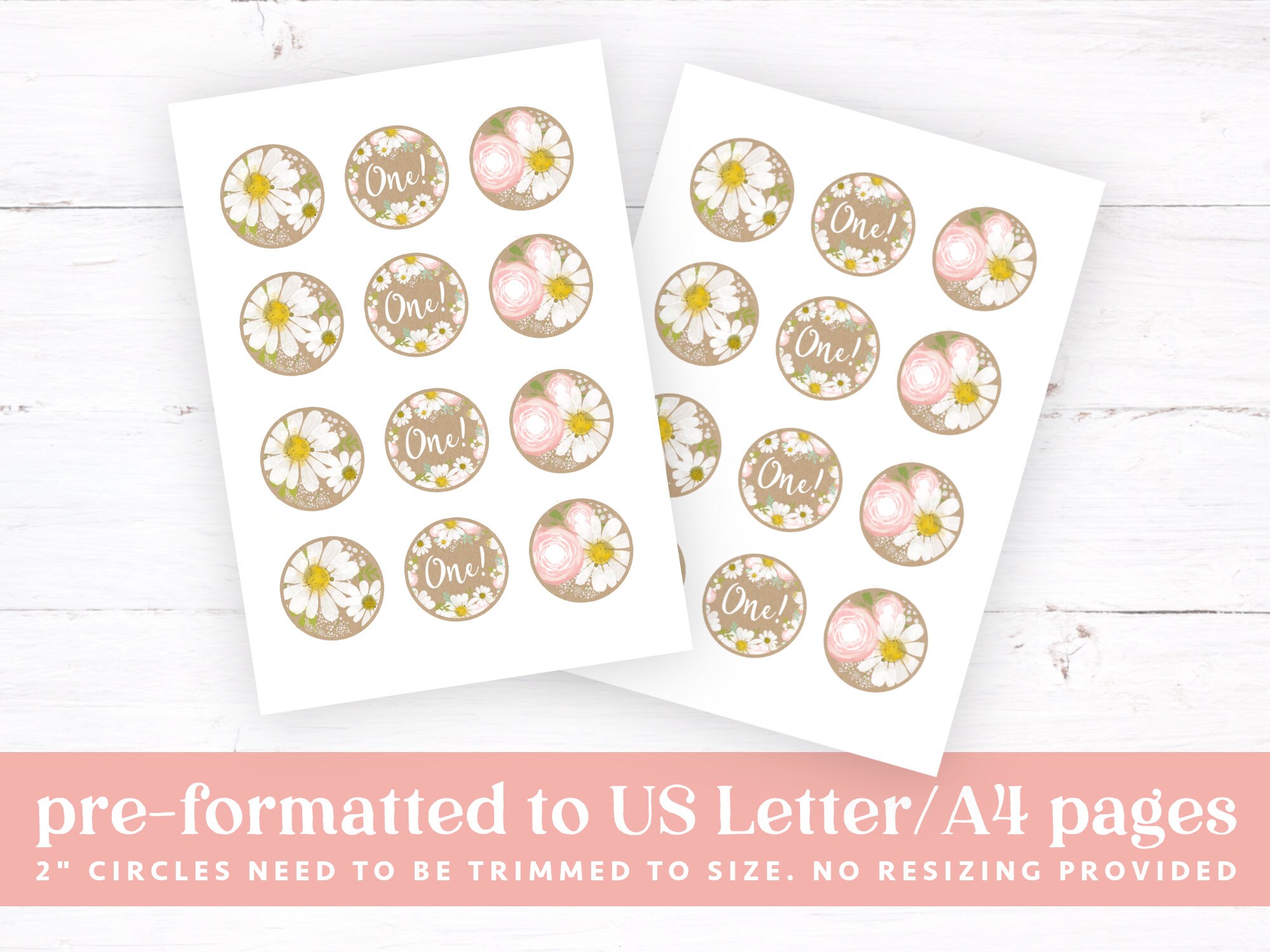 Daisy Cupcake Toppers, PRINTABLE, Girl's 1st Birthday Decor, Instant ...