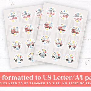 Emergency Vehicle Cupcake Toppers, PRINTABLE Digital Firetruck Police ...