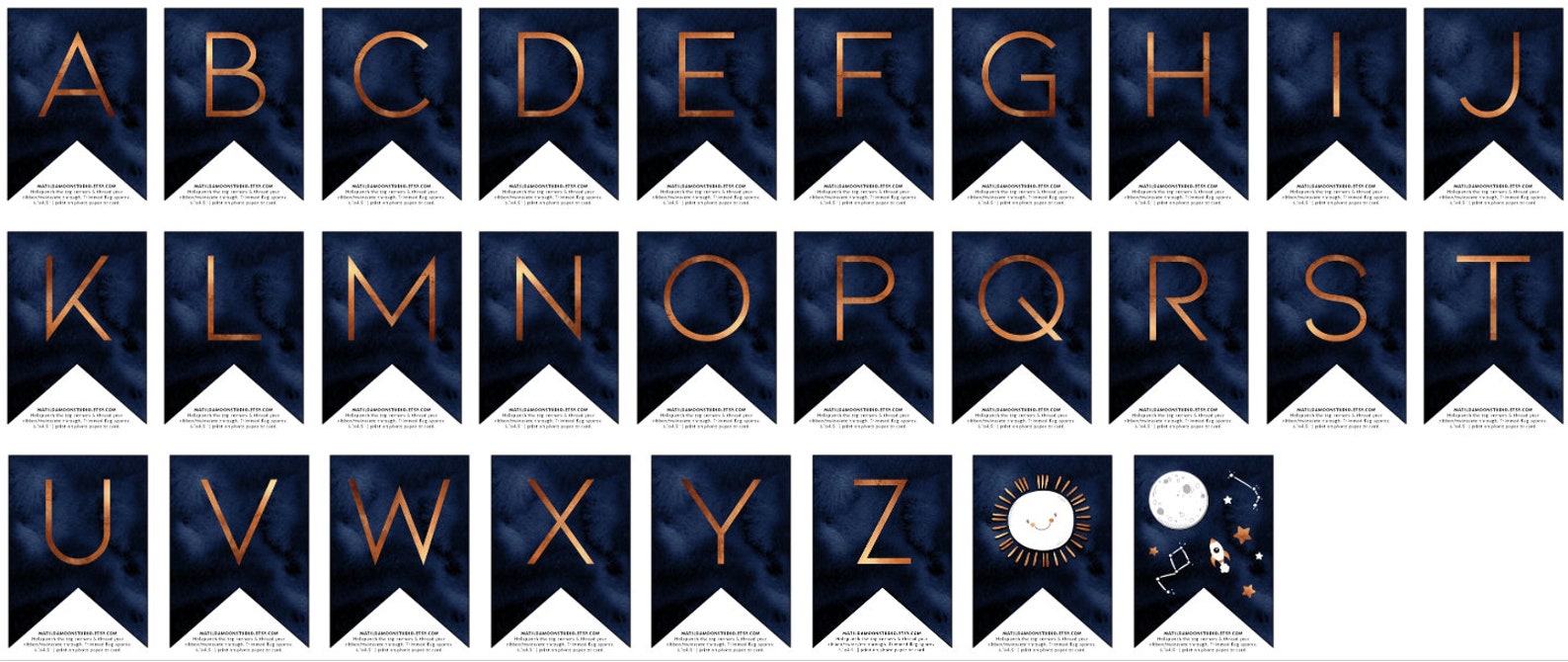 Space Themed Bunting INSTANT DOWNLOAD Printable Pennant | Etsy