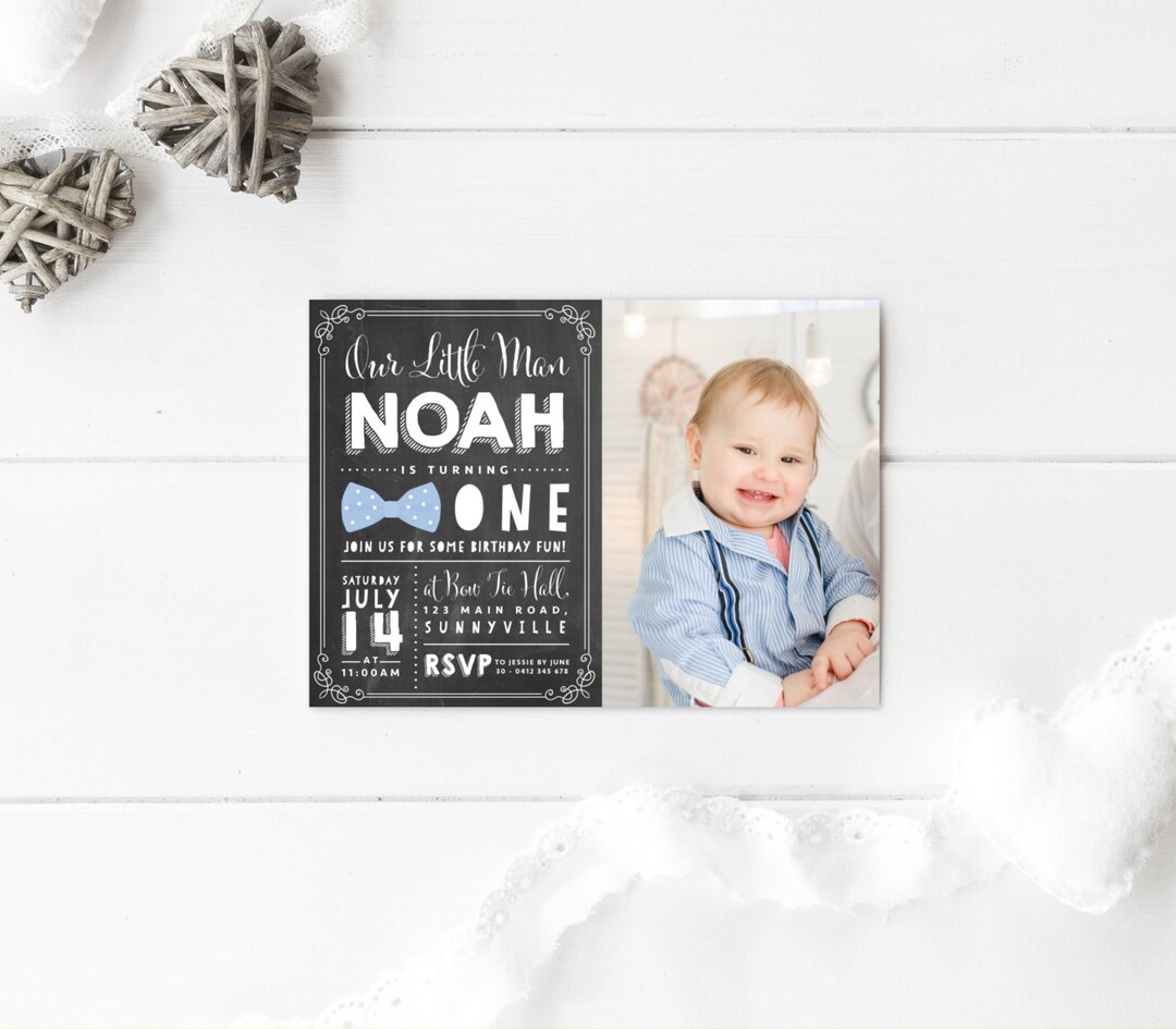 Our Little Man Invitation, PRINTABLE, 1st Birthday Gentleman Photo ...