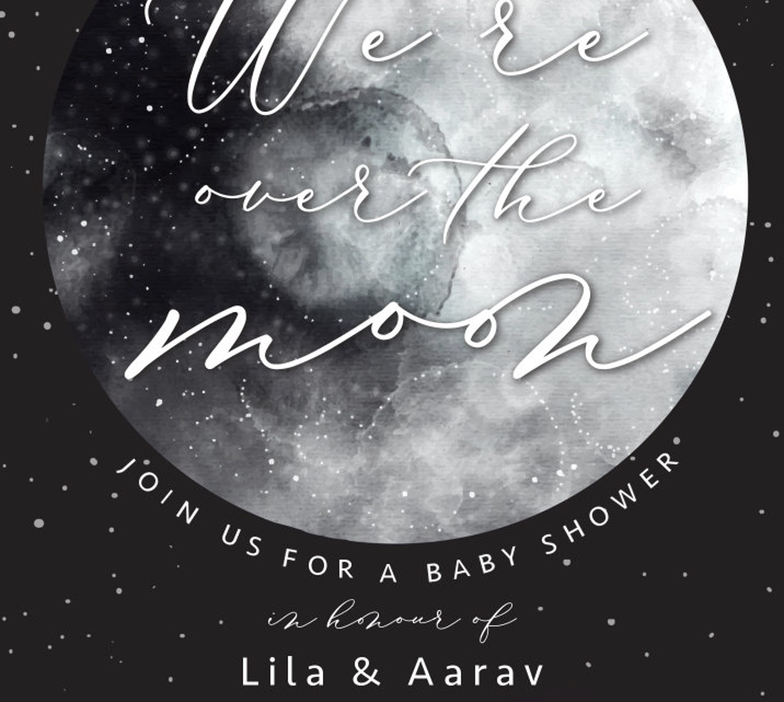 Moon Themed Invitation, PRINTABLE, We're Over the Moon Excited, Space ...