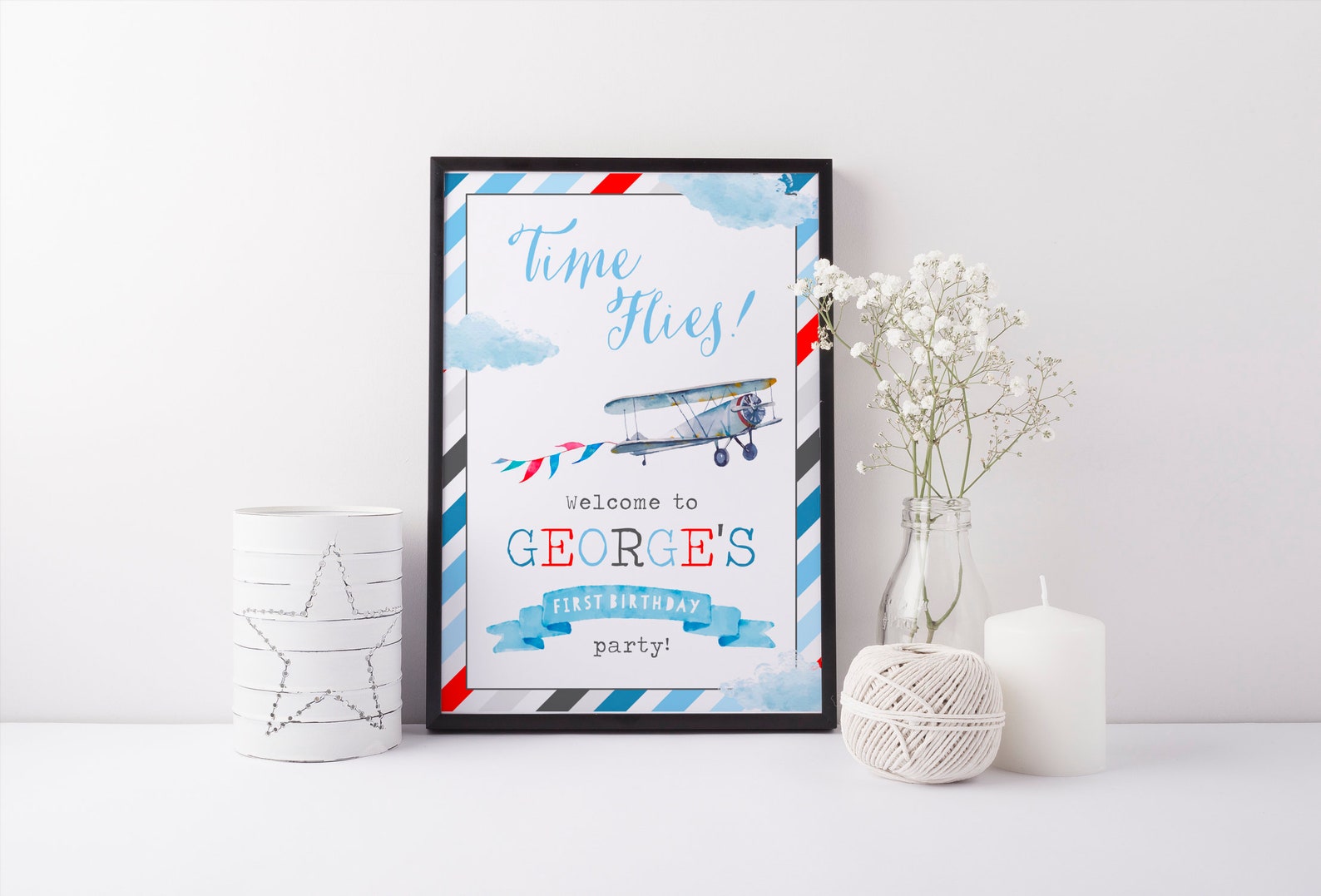 Vintage Plane Welcome Sign PRINTABLE Time Flies Airplane - Etsy