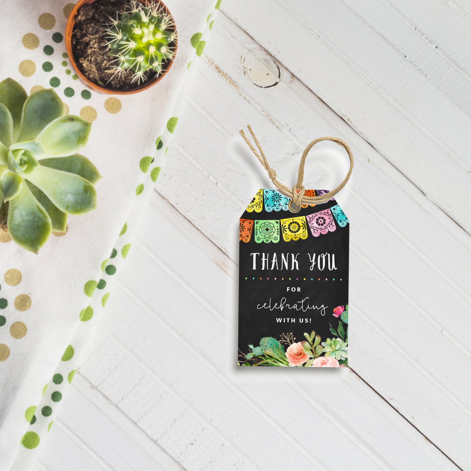 Mexican Fiesta Thank You Tag, INSTANT DOWNLOAD, Engagement Birthday ...