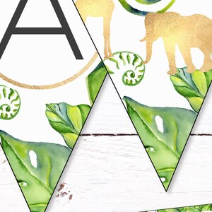Jungle Theme Bunting, INSTANT DOWNLOAD, Printable Pennant Banner, Gold ...